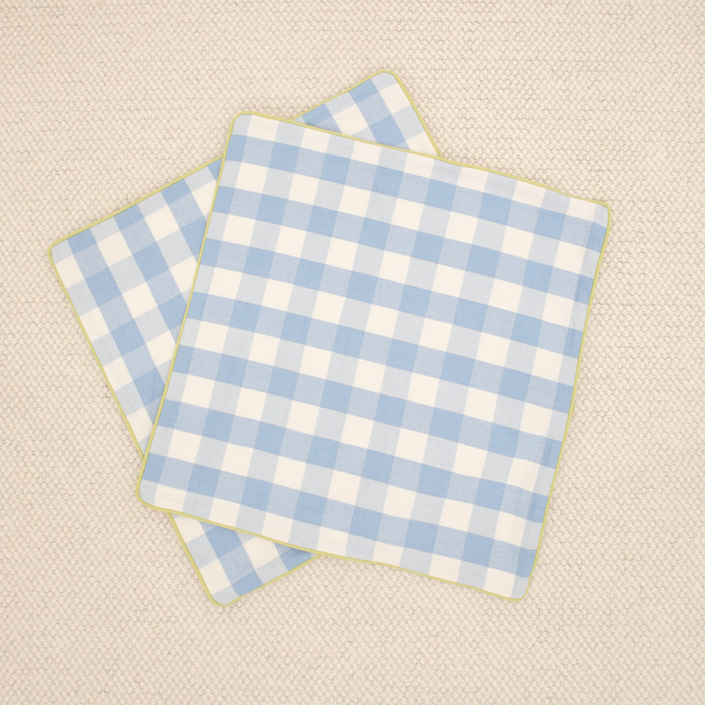 PAIR OF 24" CHARLESTON CHECK // POWDER BLUE + CHARTREUSE REVERSE & COR ...