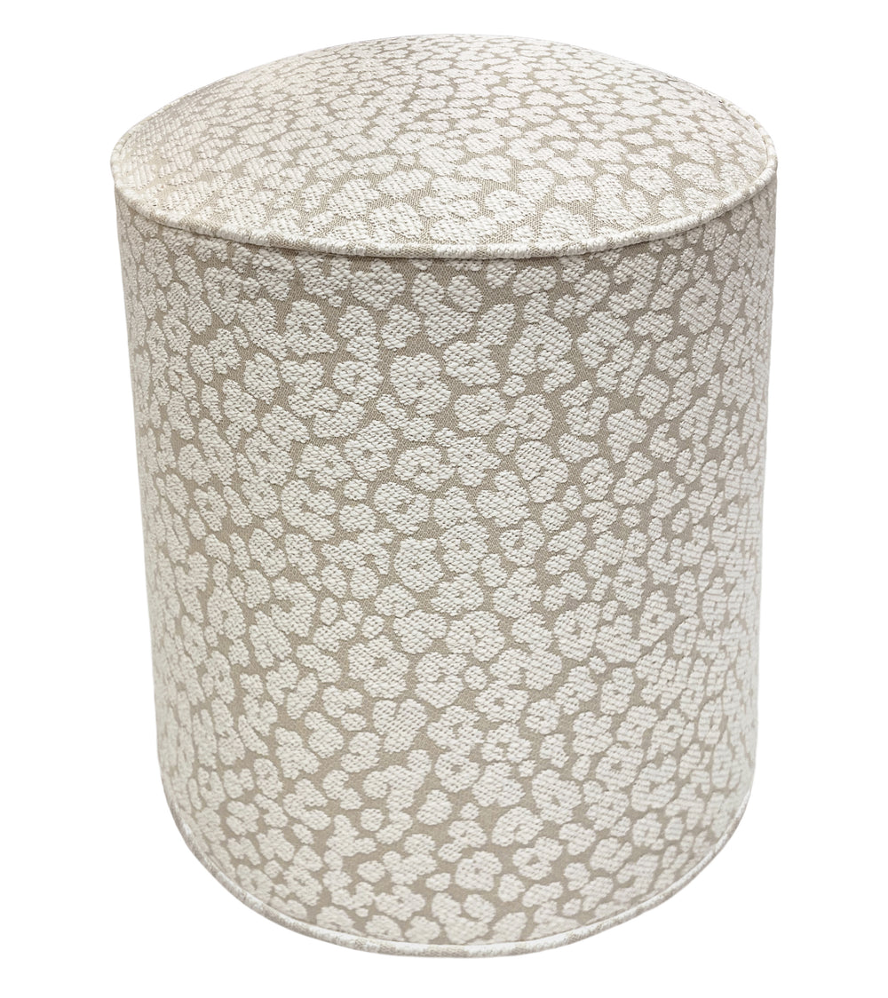 THE TIGHT ROUND OTTOMAN :: LEOPARD CHENILLE // STONE – Little Design Co.