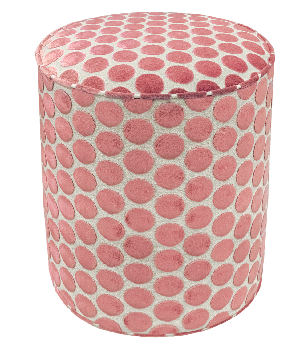 THE TIGHT ROUND OTTOMAN :: LUNA CUT VELVET // CARNATION – Little Design Co.