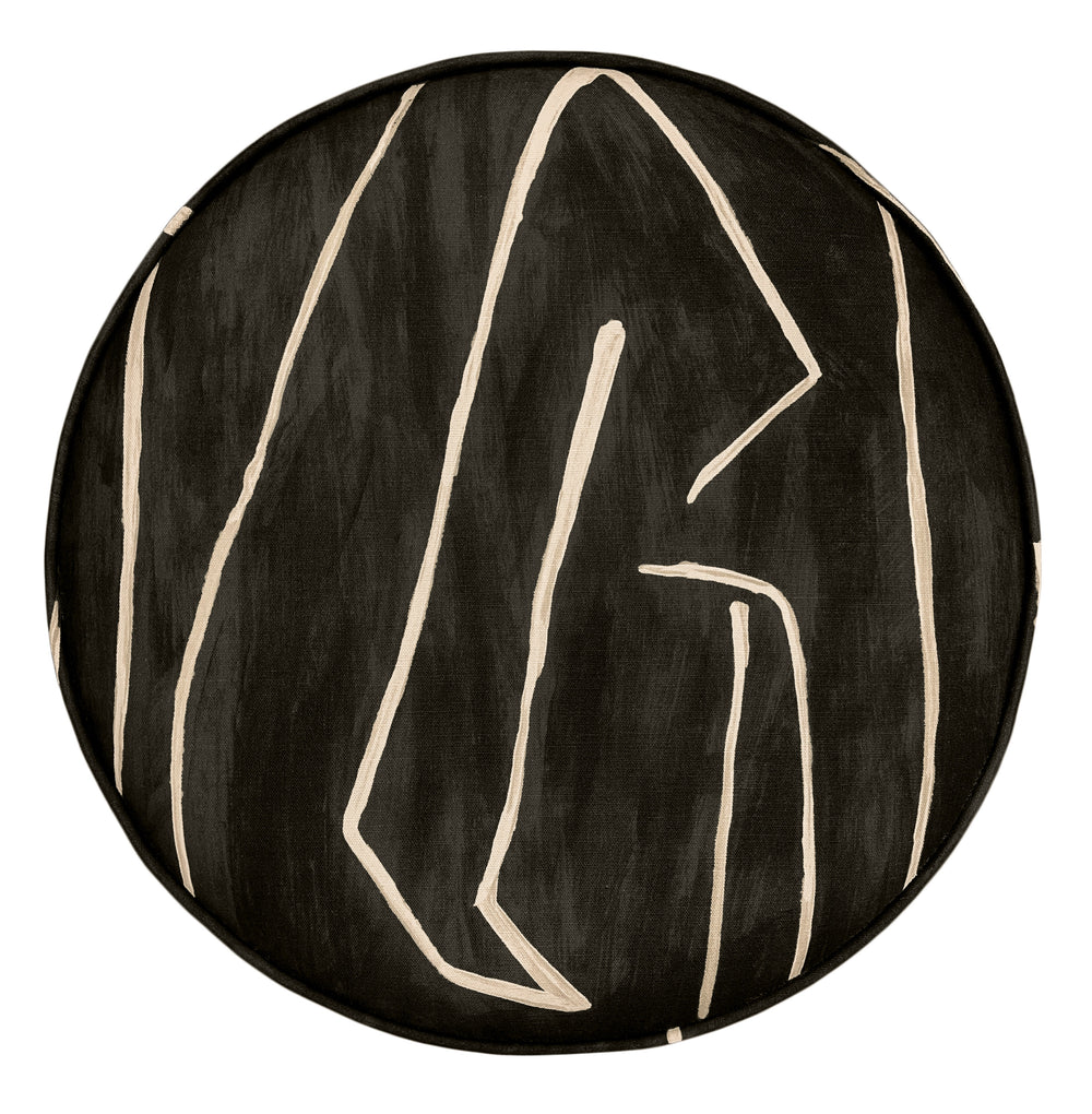 THE TIGHT ROUND OTTOMAN :: GRAFFITO // ONYX + BEIGE – Little Design Co.