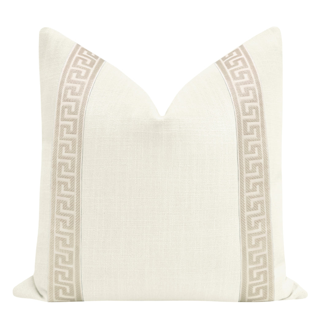 SIGNATURE LINEN // BONE + GREEK KEY TRIM // CASHMERE – Little Design Co.