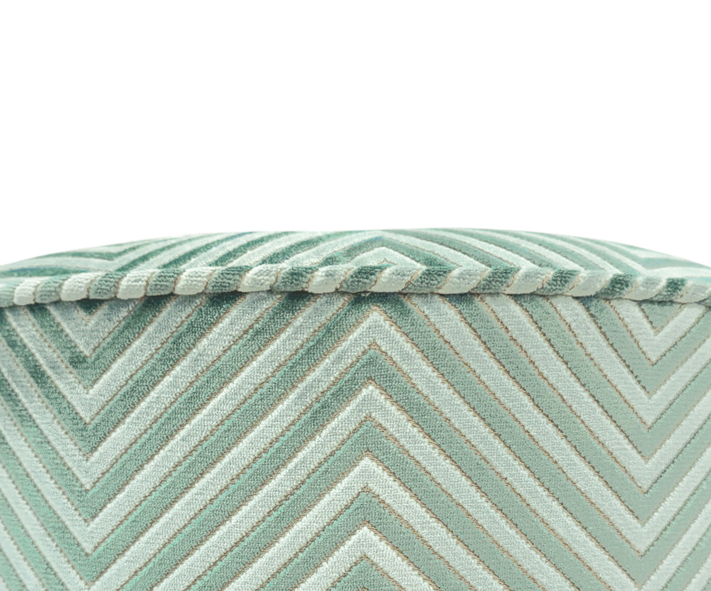 THE TIGHT ROUND OTTOMAN :: ZARA CUT VELVET // SPA BLUE – Little Design Co.
