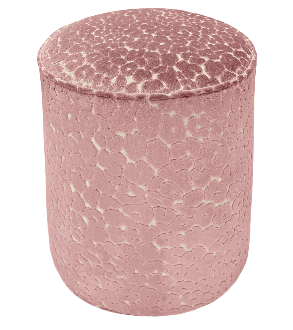 THE TIGHT ROUND OTTOMAN :: LEOPARD CUT VELVET // PINK PEONY – Little ...