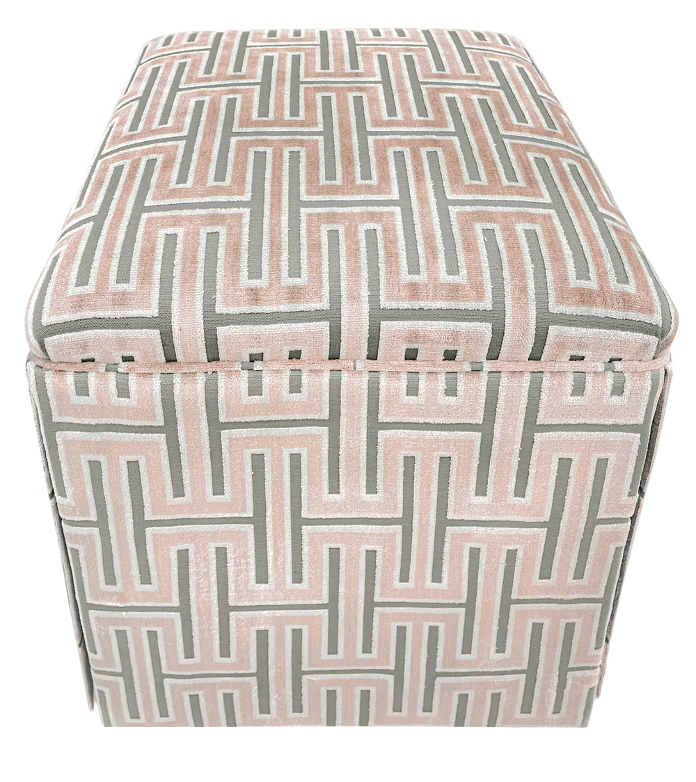 THE SKIRTED OTTOMAN :: GRECIAN CUT VELVET // BLUSH – Little Design Co.